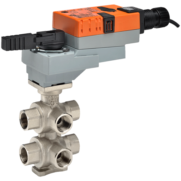 B320-400-400+LRB24-SR - Valvula Belimo, Caracterizada, 6 Vias, 3/4in, – SASE Controls